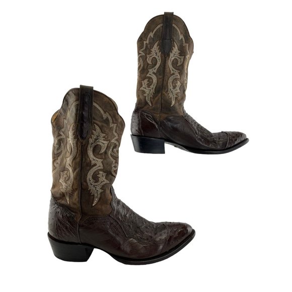 J.B. Dillon | Shoes | Mens Jb Dillon Brown Ostrich Pointed Toe Western Cowboy Boots Size 3 D ...